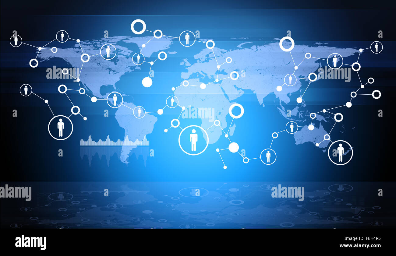 Abstract blue background with map Stock Photo - Alamy