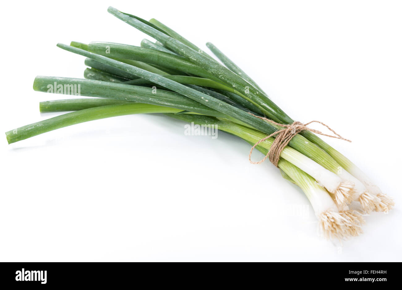 Fresh Scallions isolated on white background (close-up shot Stock Photo ...
