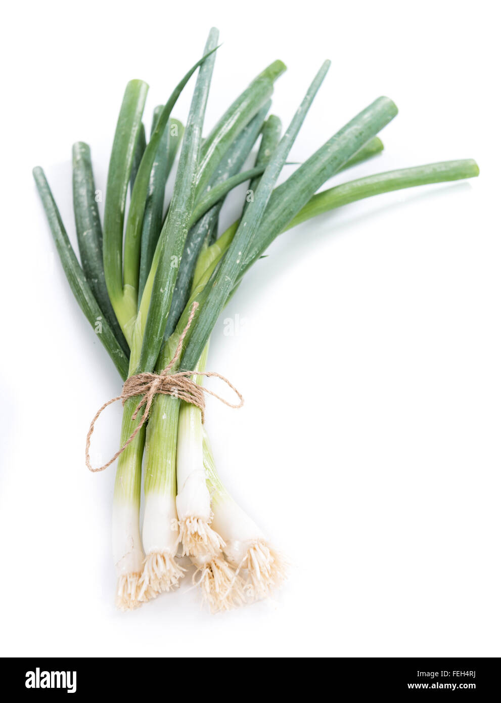Fresh Scallions isolated on white background (close-up shot Stock Photo ...