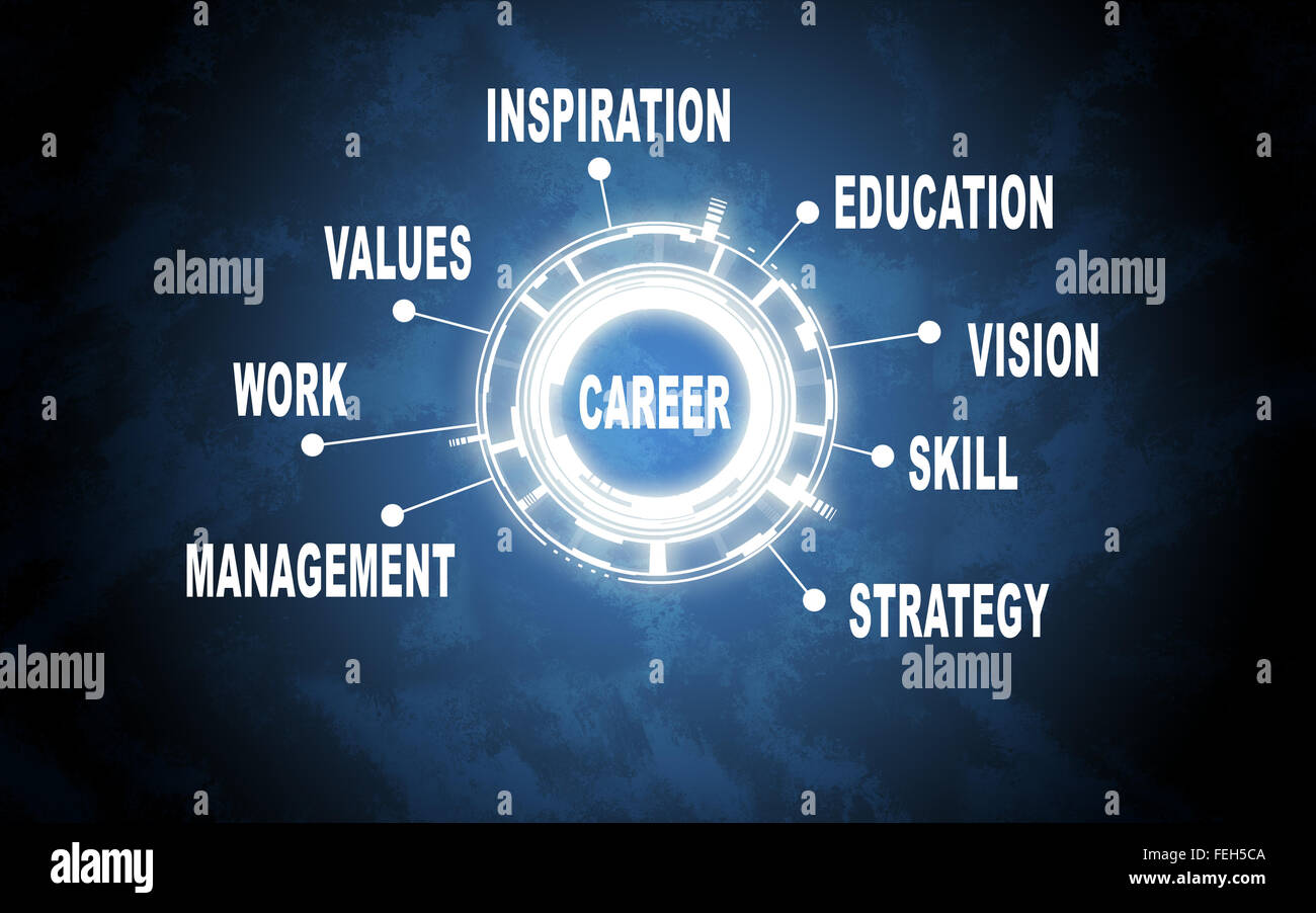 Abstract blue background with words Stock Photo - Alamy