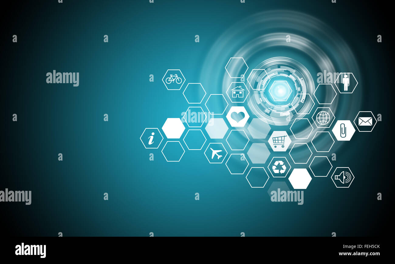 Holographic screen with computer icons Stock Photo - Alamy