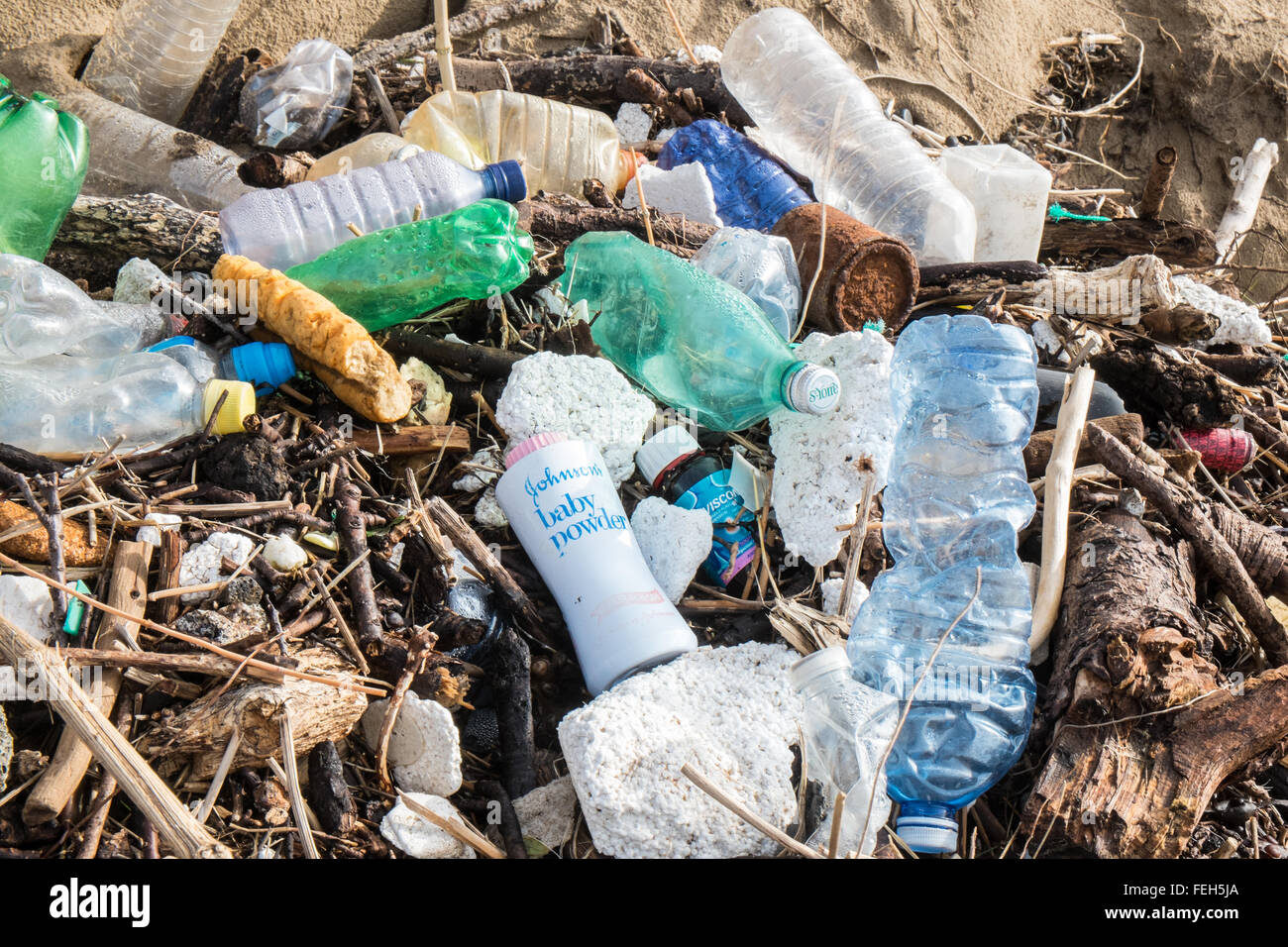 Plastic containers washed up on beach hi-res stock photography and ...