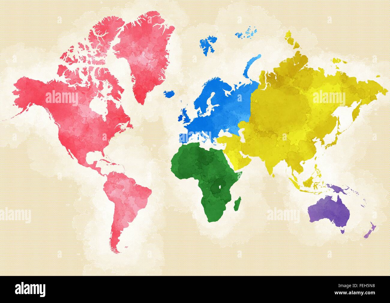 World map divided into continents hi-res stock photography and images ...