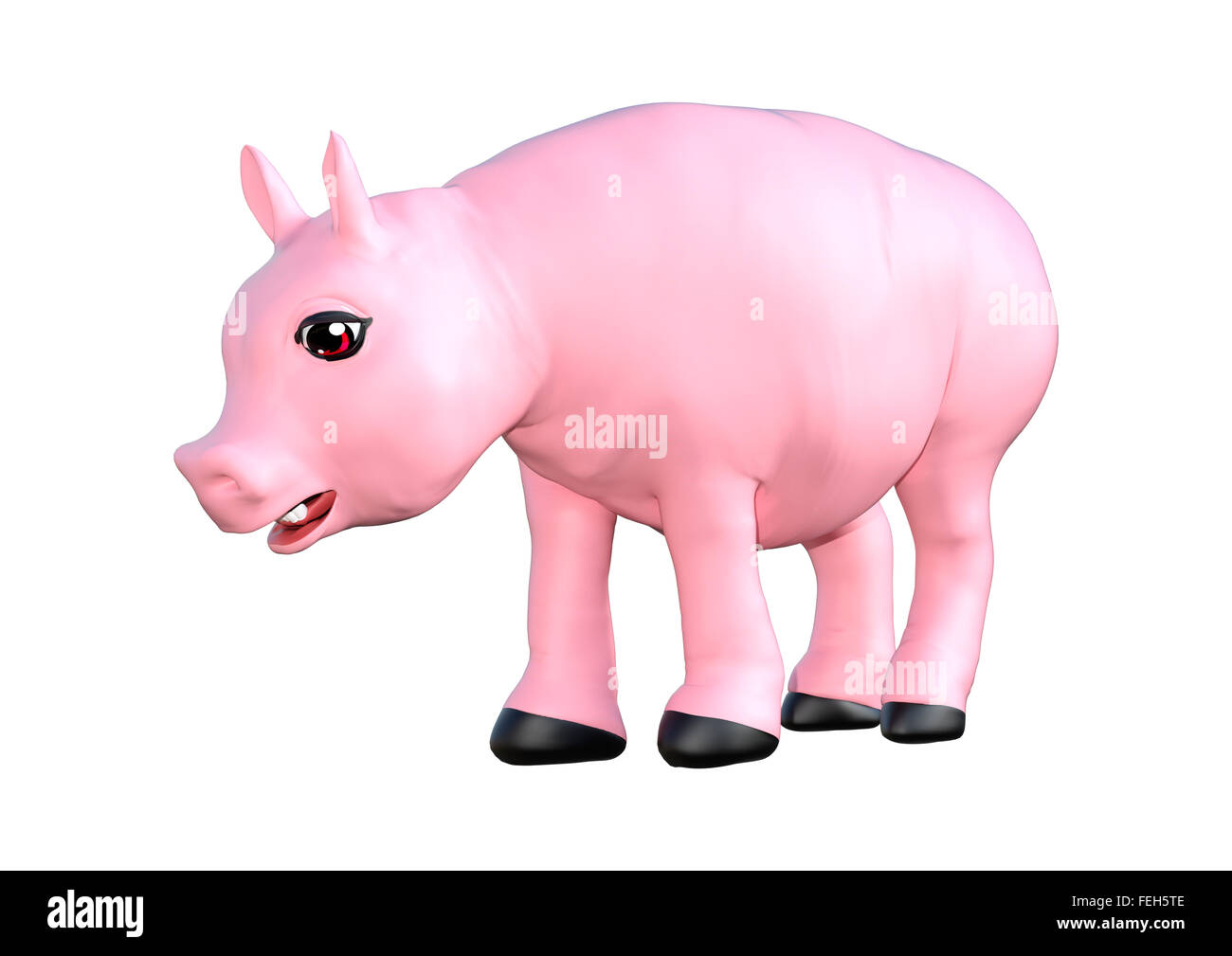 3D digital render of a pink toy pig isolated on white background Stock ...