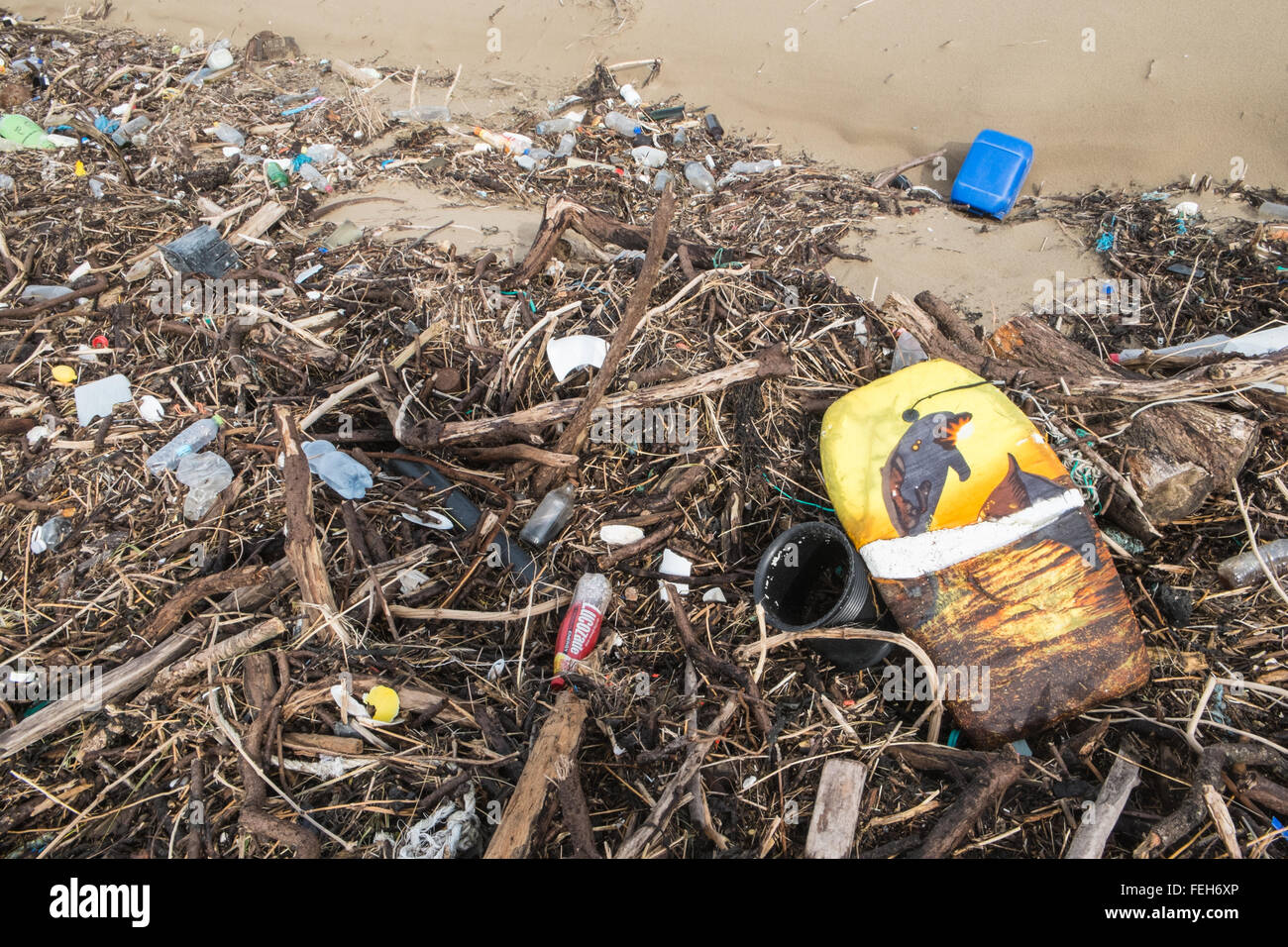 Plastic containers washed up on beach hi-res stock photography and ...