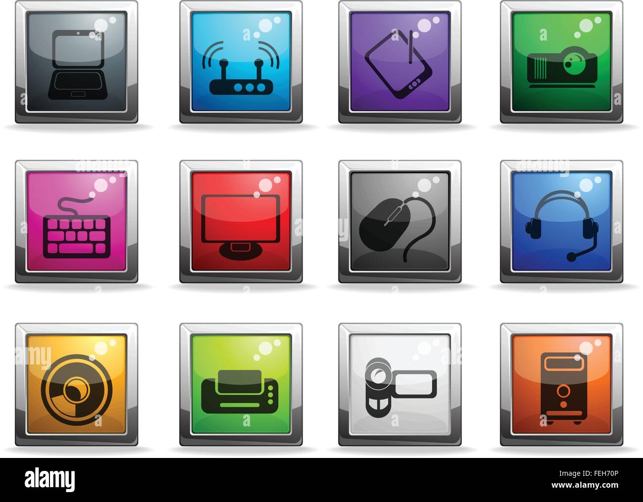 Computer equipment simple vector icons Stock Vector Image & Art - Alamy