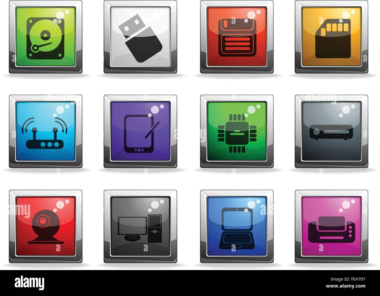 Computer equipment simple vector icons Stock Vector Image & Art - Alamy