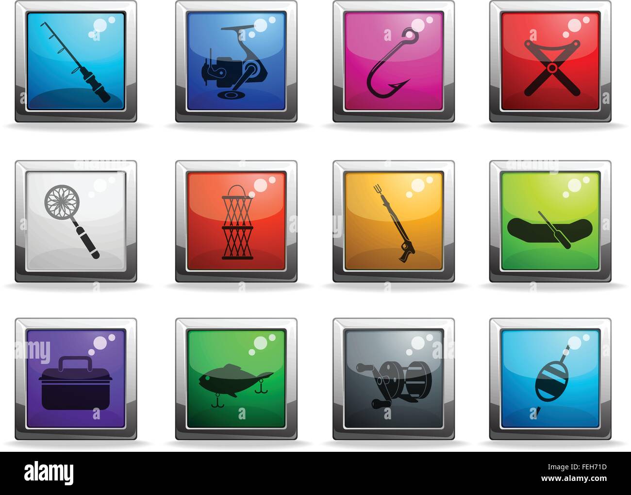 Fishing icon set Stock Vector Image & Art - Alamy