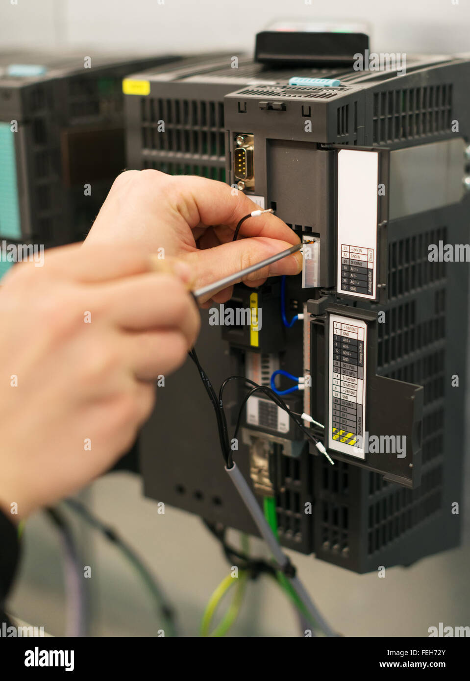 Close-up view of industrial converters at factory Stock Photo - Alamy