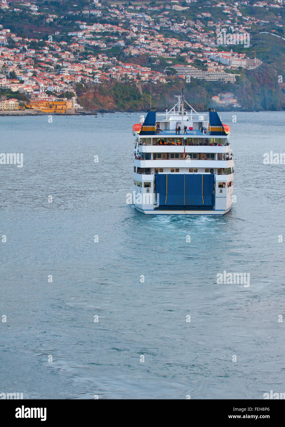 Porto Santo Ferry Departs Funchal Harbour Madeira Portugal Stock Photo ...