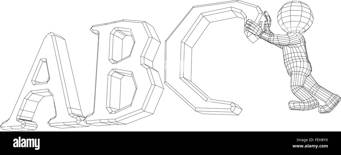 Puppet 3d man with alphabet Stock Vector Image & Art - Alamy