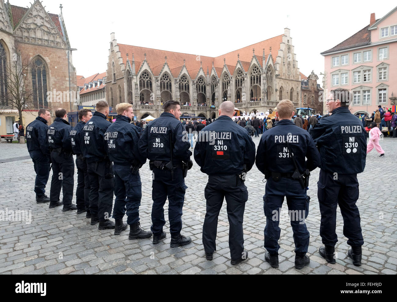 Members of the German police have lined up at the 38th carnival parade ...