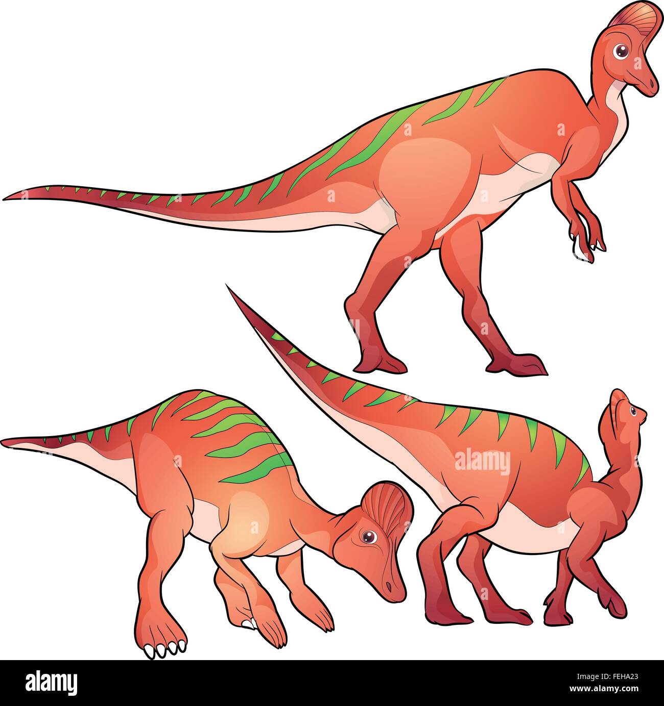 Cute group Dinosaurs vector cartoon many actions.Tyrannosaurus ...