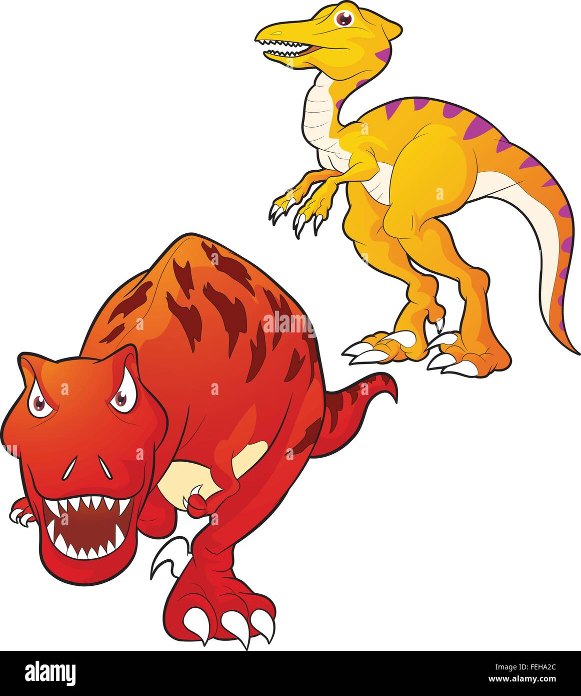 Cute group Dinosaurs vector cartoon many actions.Tyrannosaurus ...