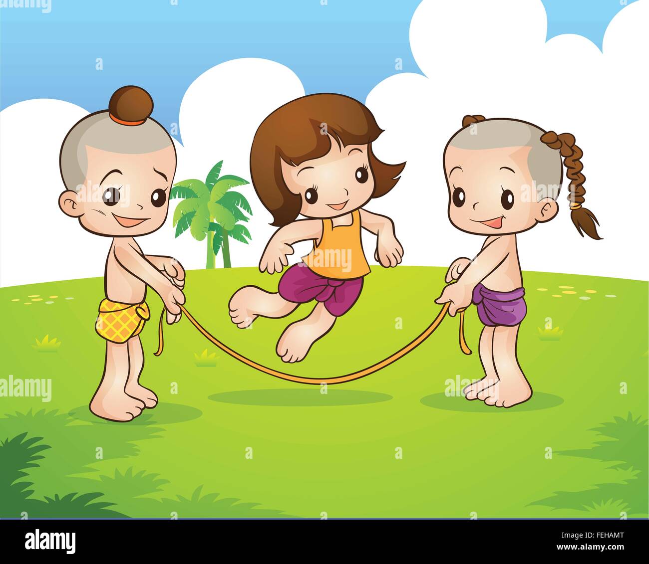 Traditional Thai Children character standing friendly.Traditional Thai ...