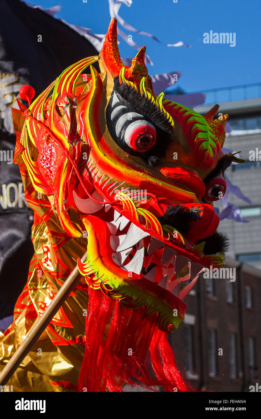 The vivid orange coloured dragon seen dancing around the main streets ...
