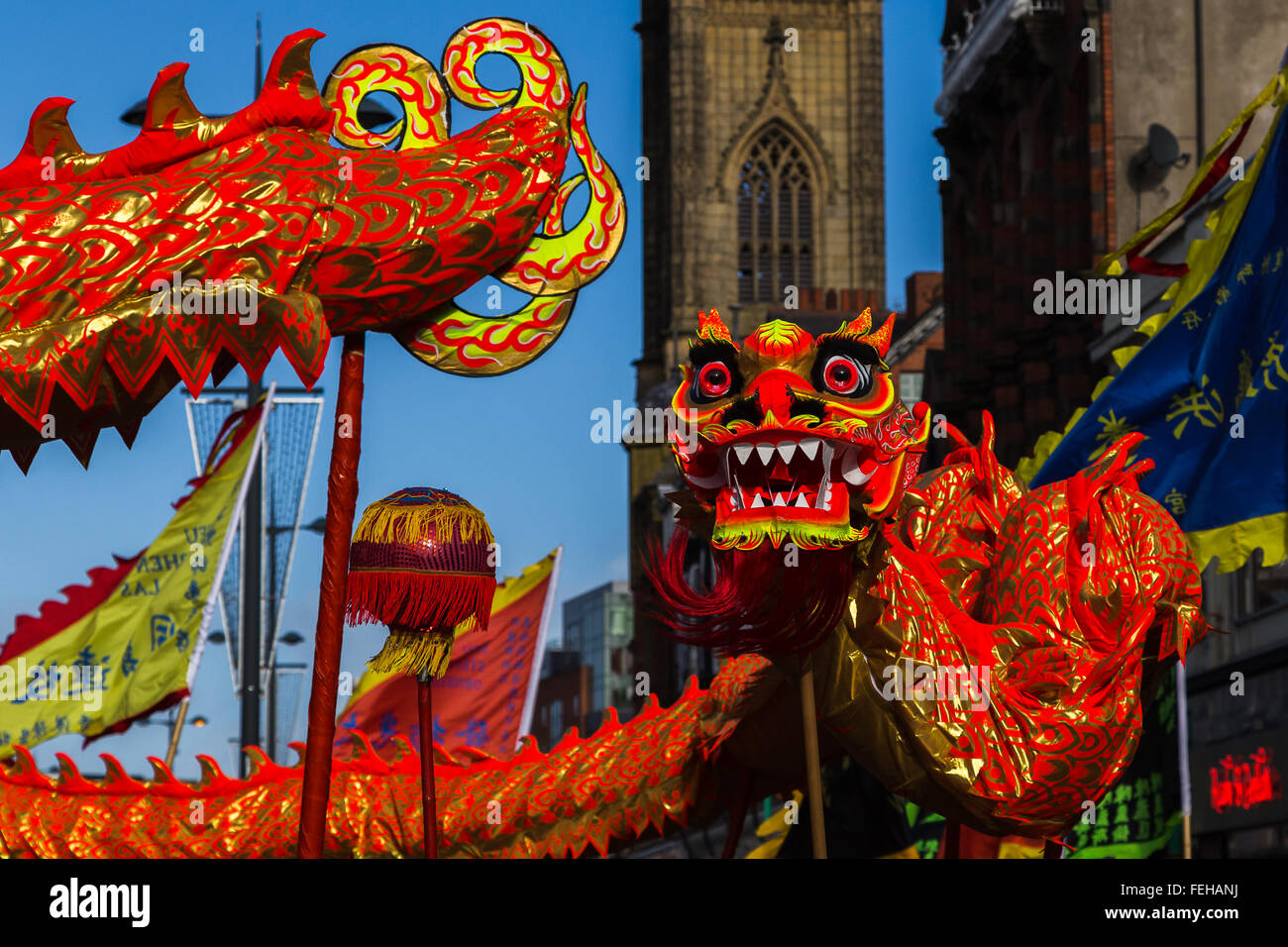 The vivid orange coloured dragon seen dancing around the main streets ...