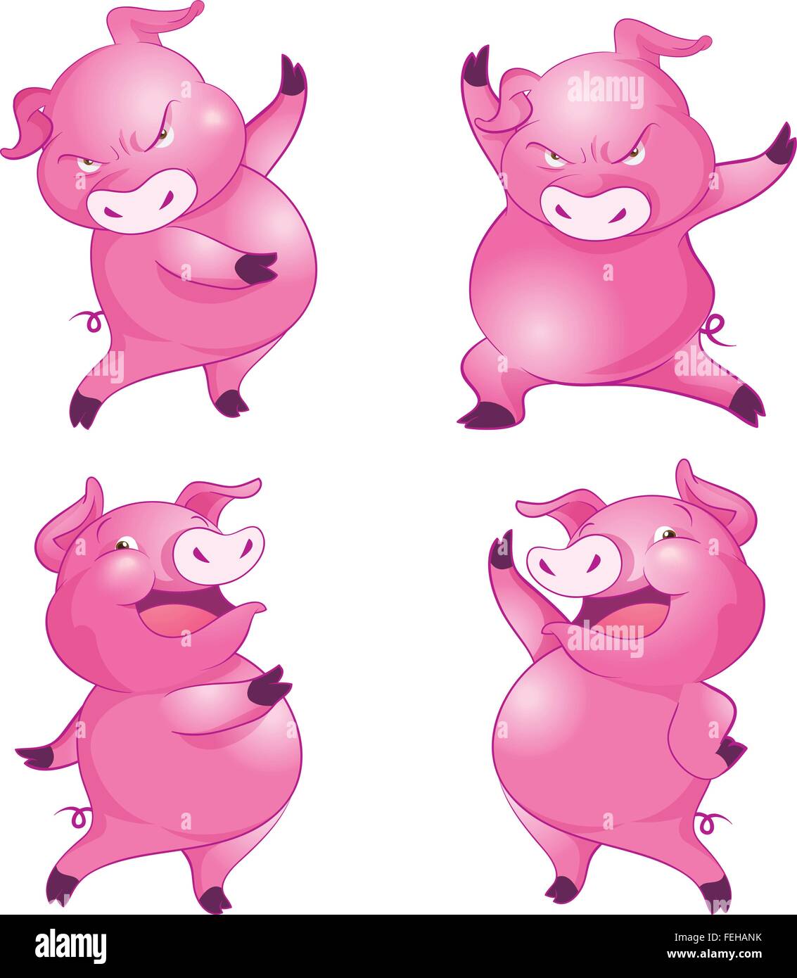 cute cartoon pigs. Vector illustration with simple gradients. All in ...