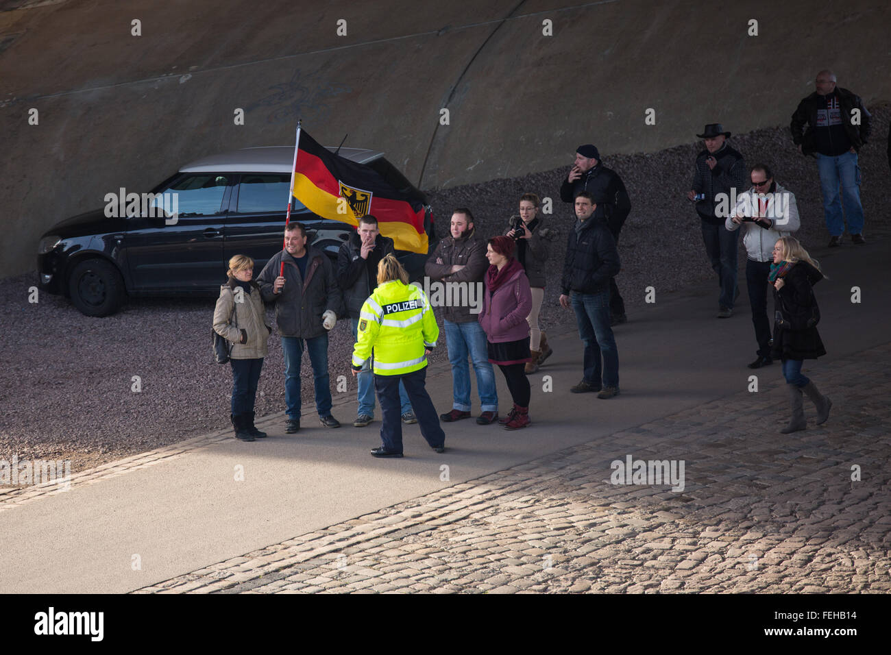Dresden, Germany. 6th Feb, 2016. PEGIDA demonstrators on the way to ...