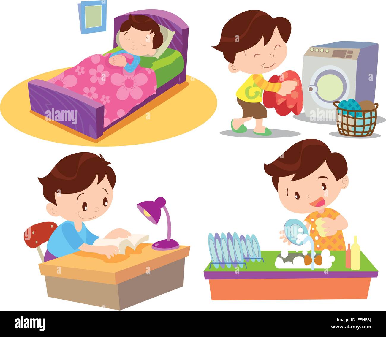 Vector set of Cute boy many actions.Cute fat boy cartoon.cartoon ...