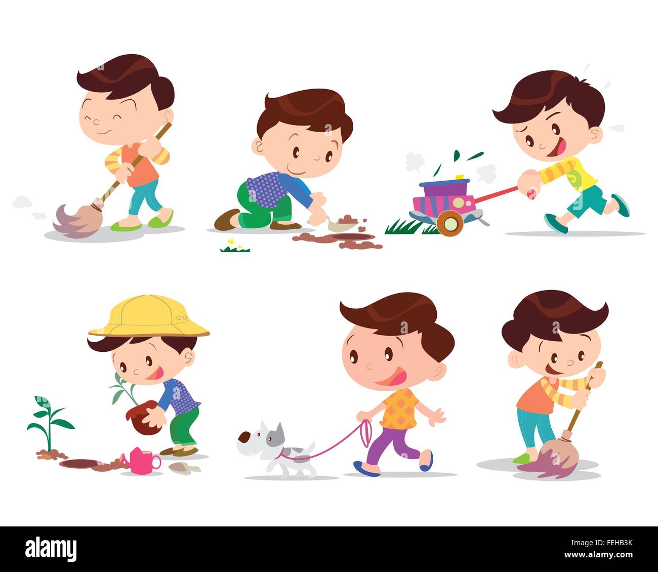 Vector set of Cute boy many actions.Cute fat boy cartoon.cartoon ...