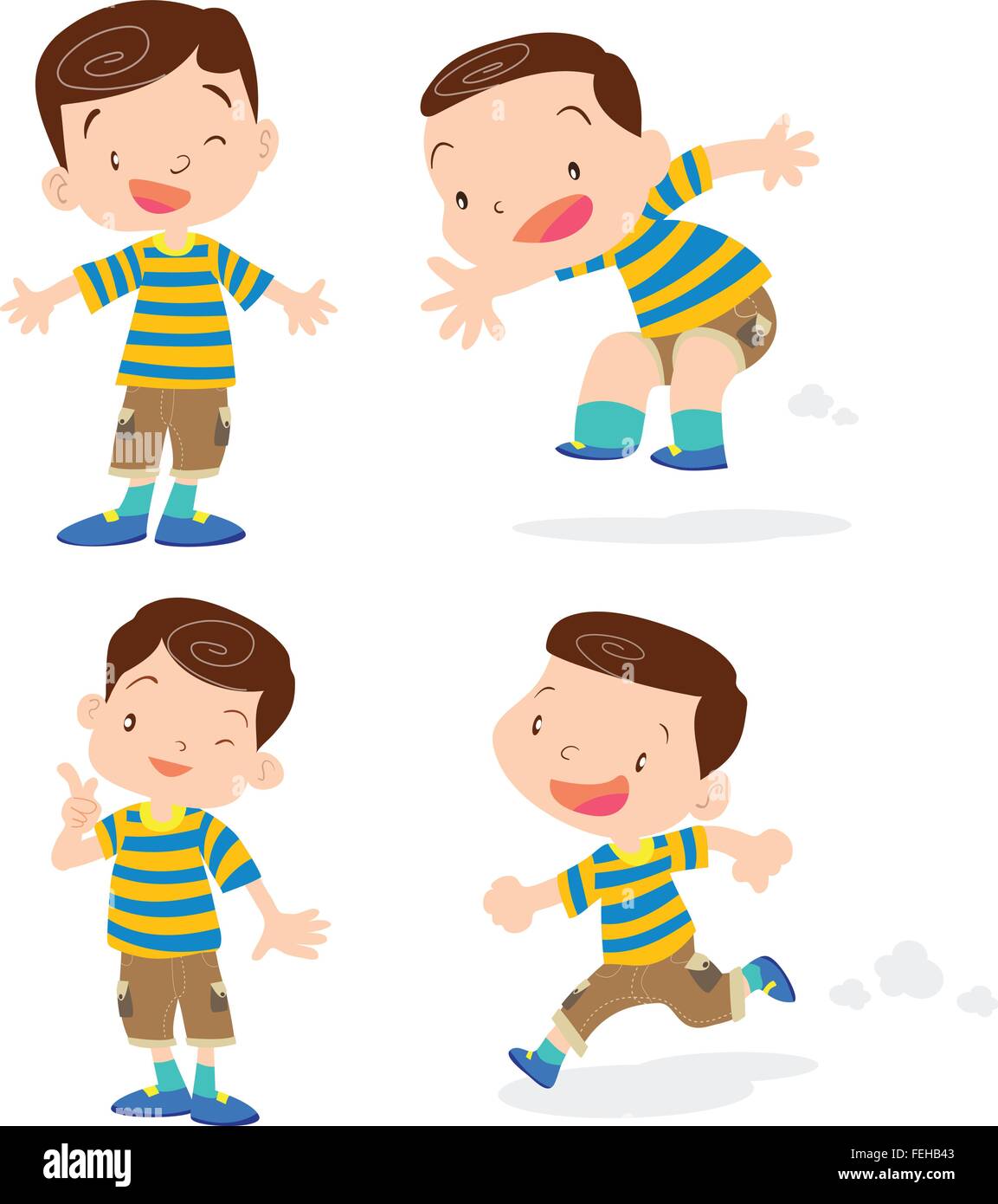 Vector set of Cute boy many actions.Cute fat boy cartoon.cartoon ...