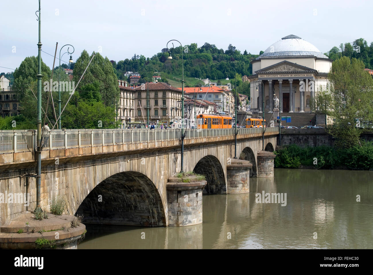 Italy. View of Bridge on the River Po in Turin (Bridge Vittorio ...