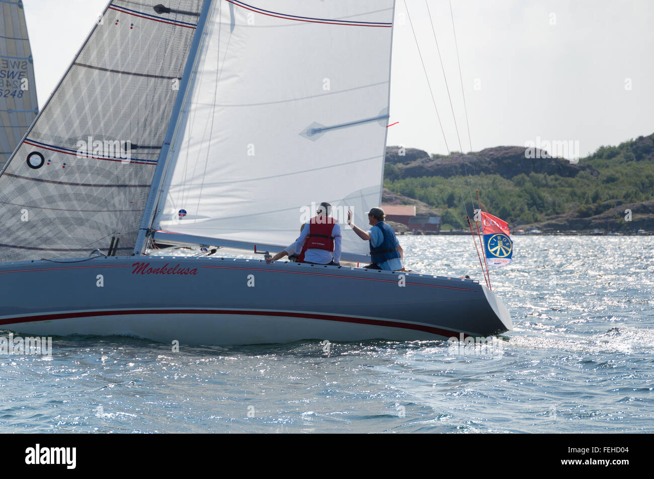 one sailing boat in a competition in sweden on the westcoast Stock ...