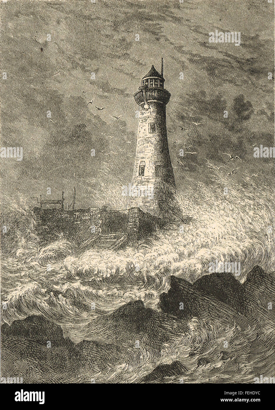 Longstone lighthouse farne islands victorian hi-res stock photography ...