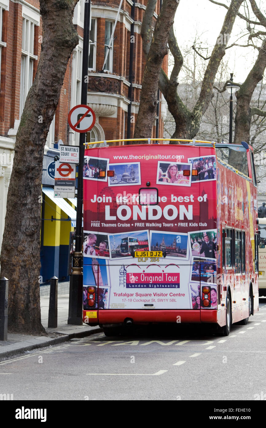 Open Top Red London Bus Advertising Sight Seeing Tours of London Stock ...
