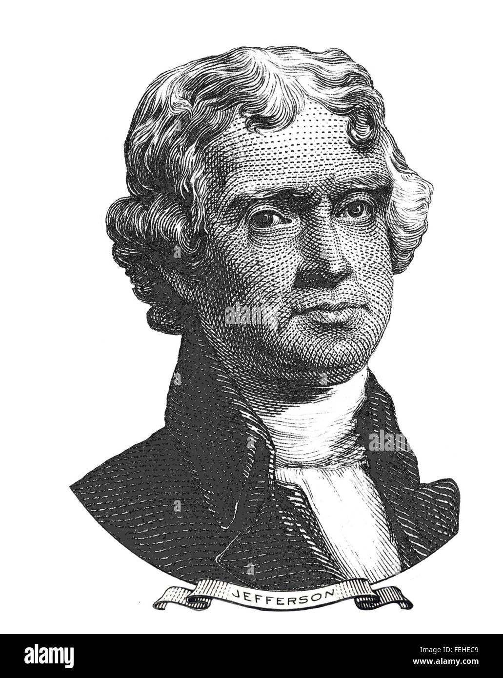 Portrait of Thomas Jefferson isolated on white background Stock Photo ...