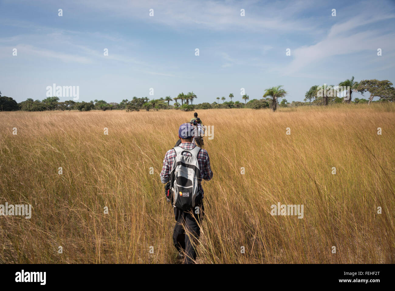 Hiking through the savannah on Orango, the largest of the Bijagos ...