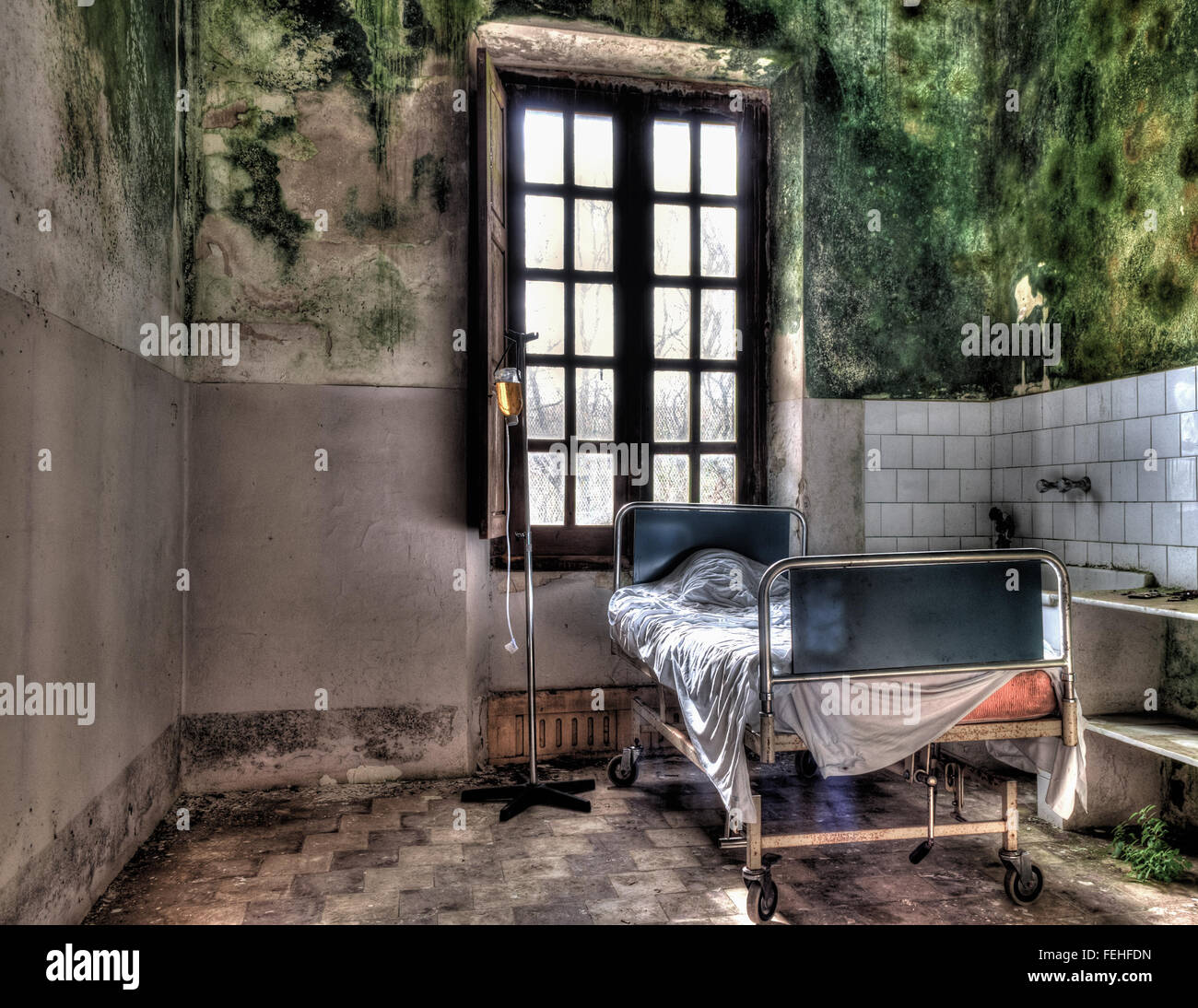 scene of abandoned asylum Stock Photo - Alamy