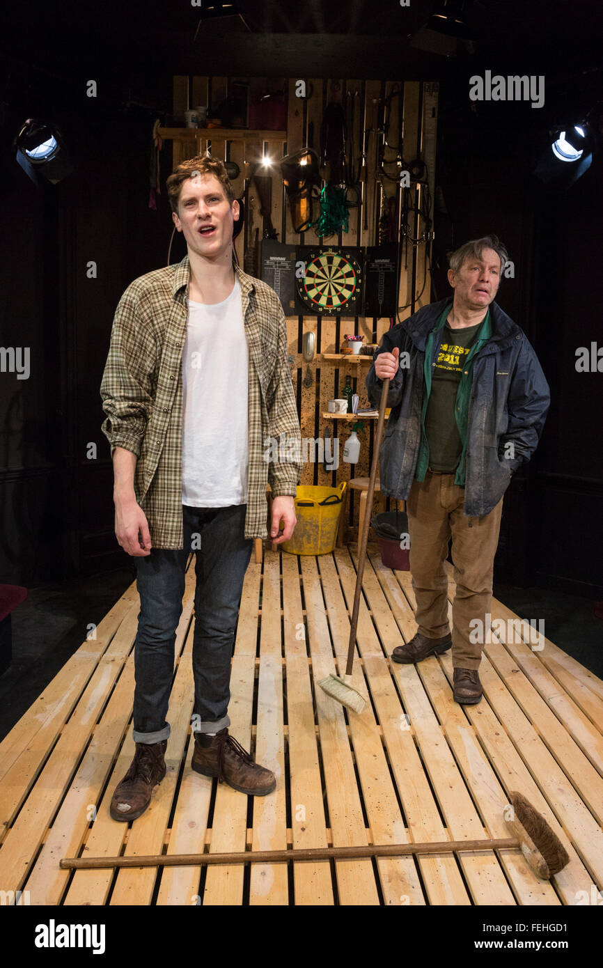 London, UK. 2 February 2016. L-R: Dan Parr (Jim) and David Crellin (Sam ...