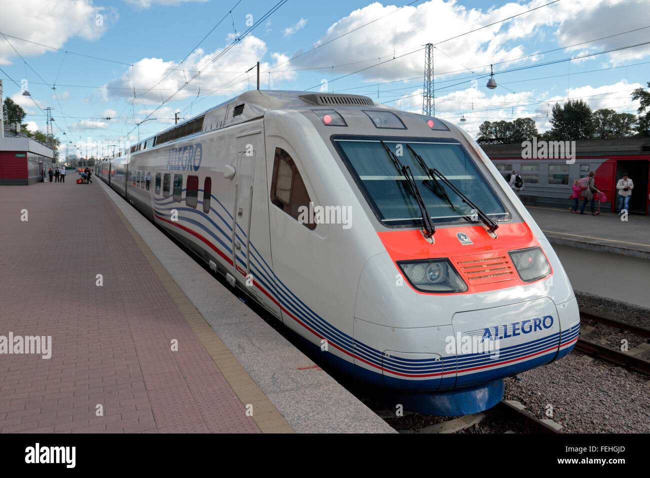 The Allegro train on the platform at Finlyandsky in St Petersburg. It ...
