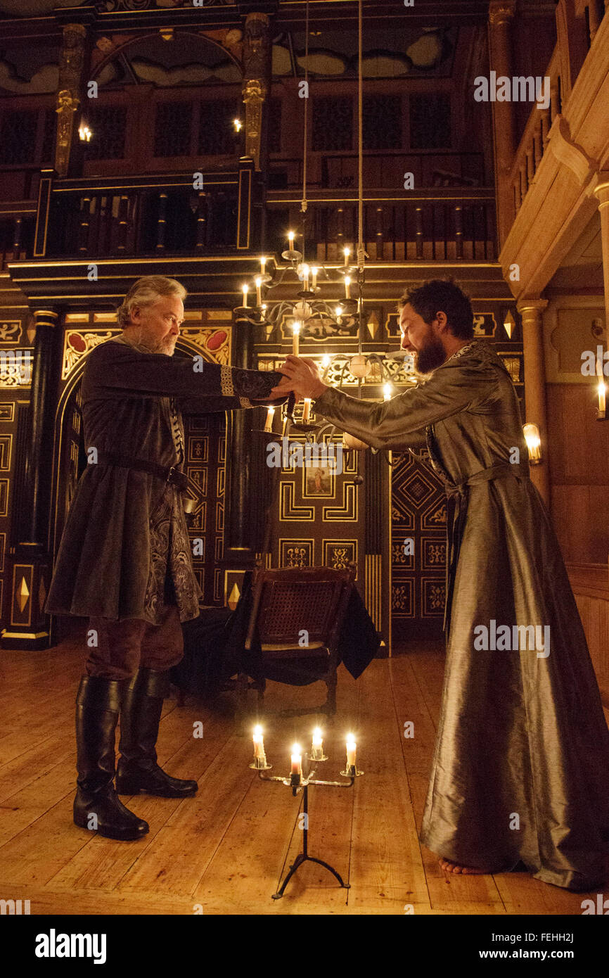 London, UK. 3 February 2016. L-R: David Yelland as Antigonus and John ...