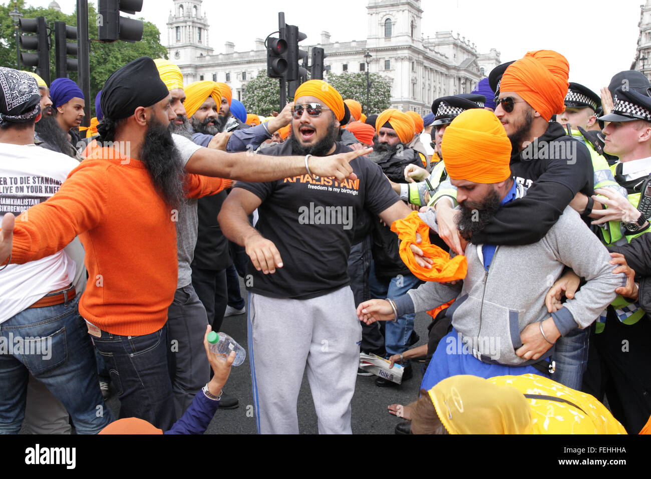 London, UK, 15th July 2015: Sikh protestors cause traffic chaos as they ...