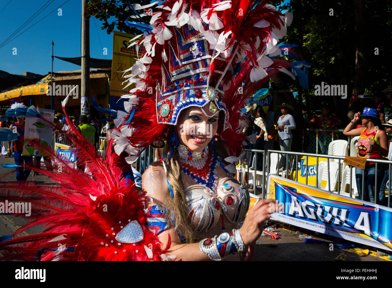 Barranquilla, Colombia - March 1, 2014: People at the carnival parades ...