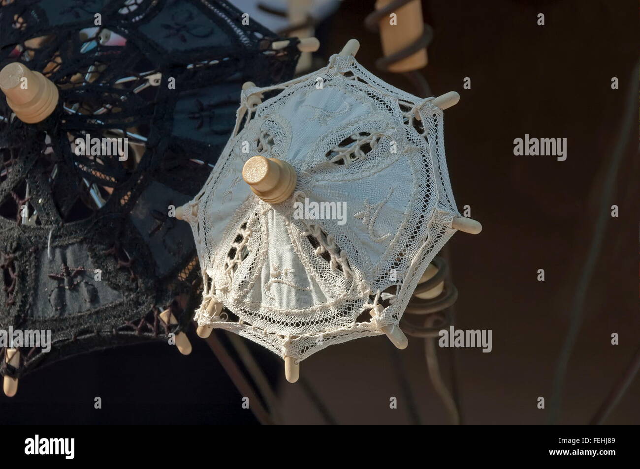 Traditional handmade umbrella for sale in Burano, Venice, Italy Stock ...