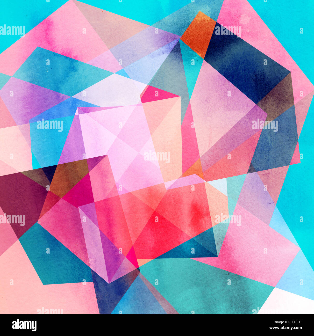 Abstract watercolor background with colorful geometry elements Stock ...