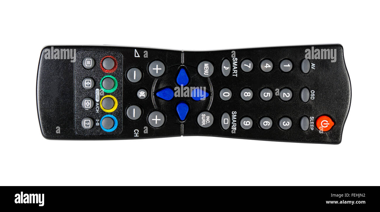 TV remote control isolated on white background Stock Photo - Alamy