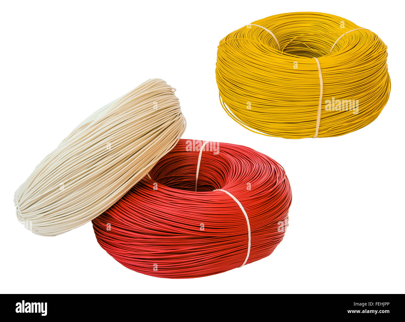 set colored electric cable on white background, isolated Stock Photo ...
