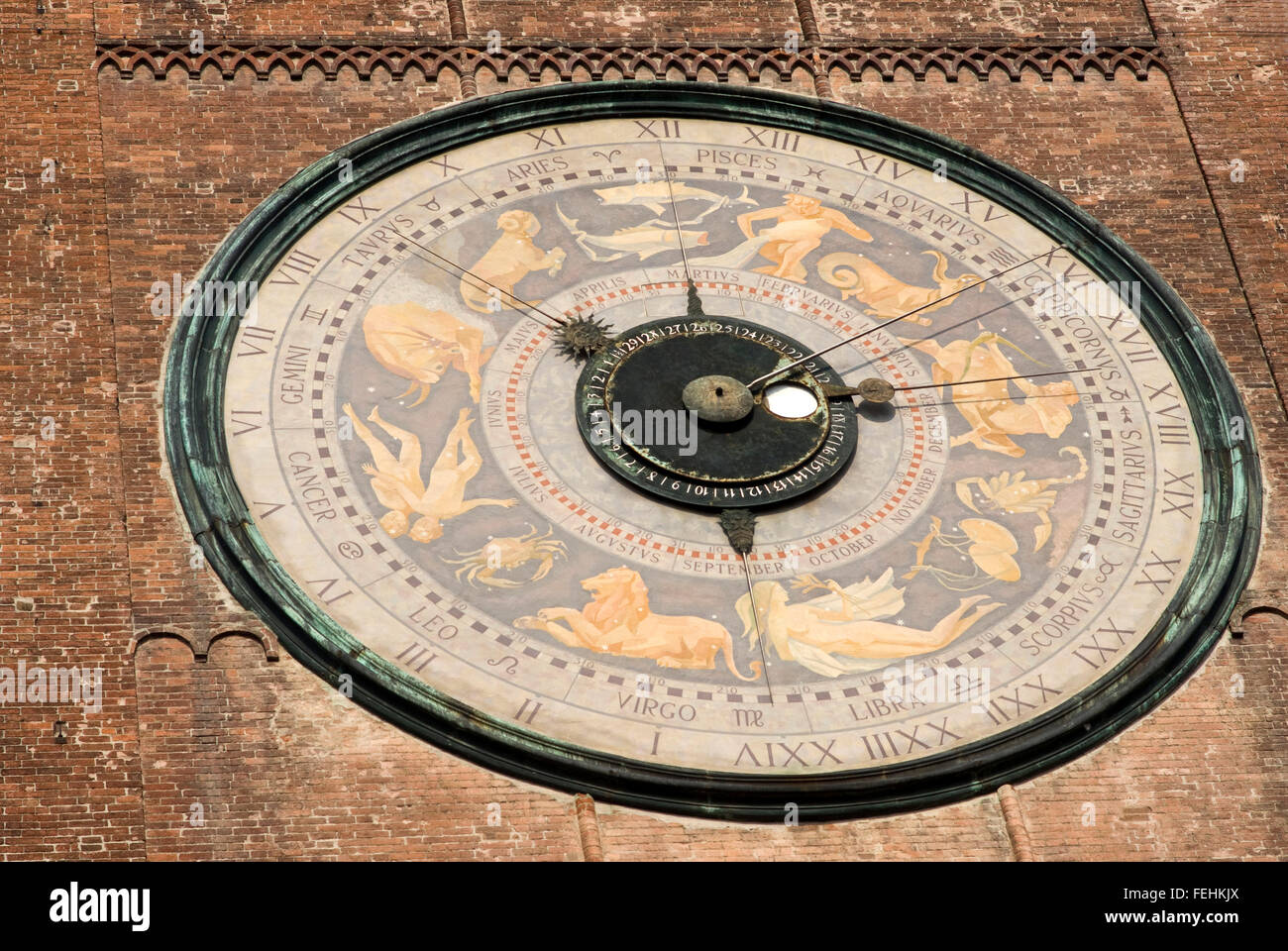 Cremona, Italy: Astronomical clock on the Torrazzo bell tower Stock ...