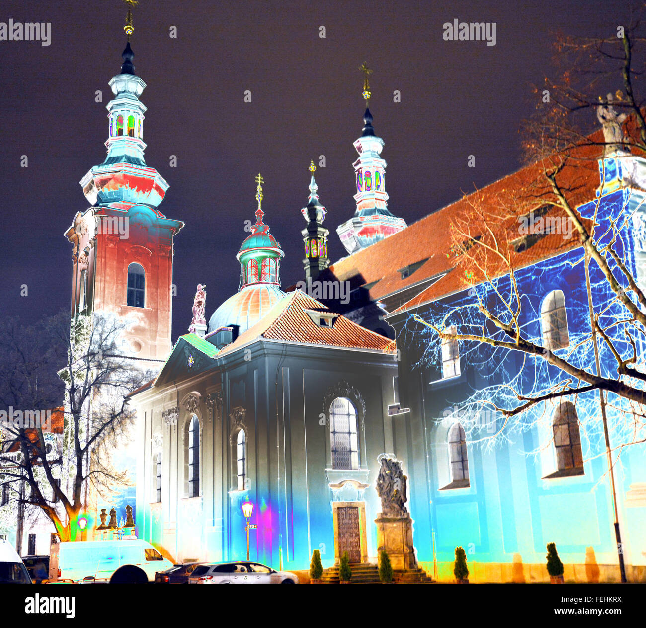 Prague Castle Church stylised image with overblown lighting Stock Photo ...