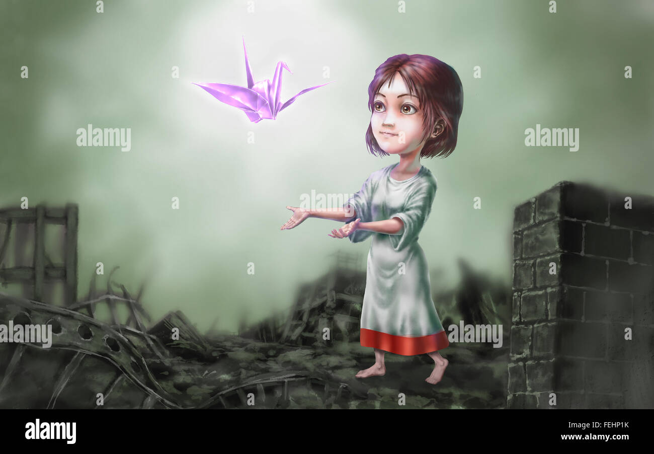 Girl paper crane hi-res stock photography and images - Alamy