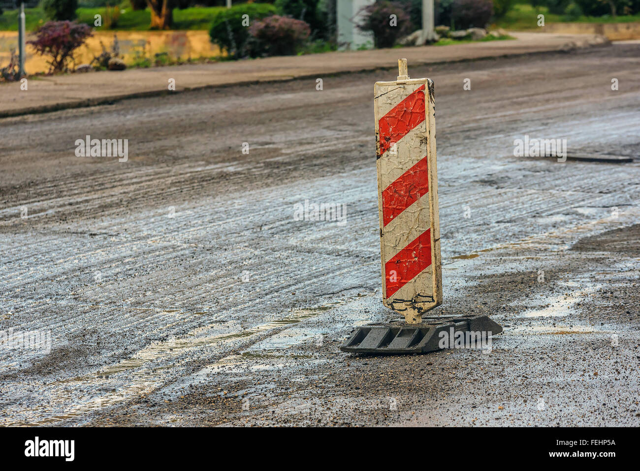 Road works red white barrier hi-res stock photography and images - Alamy
