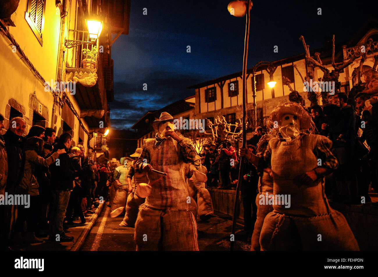 Lesaka, Spain. 07th Feb, 2016. Zaku zaharrak parade through the streets ...