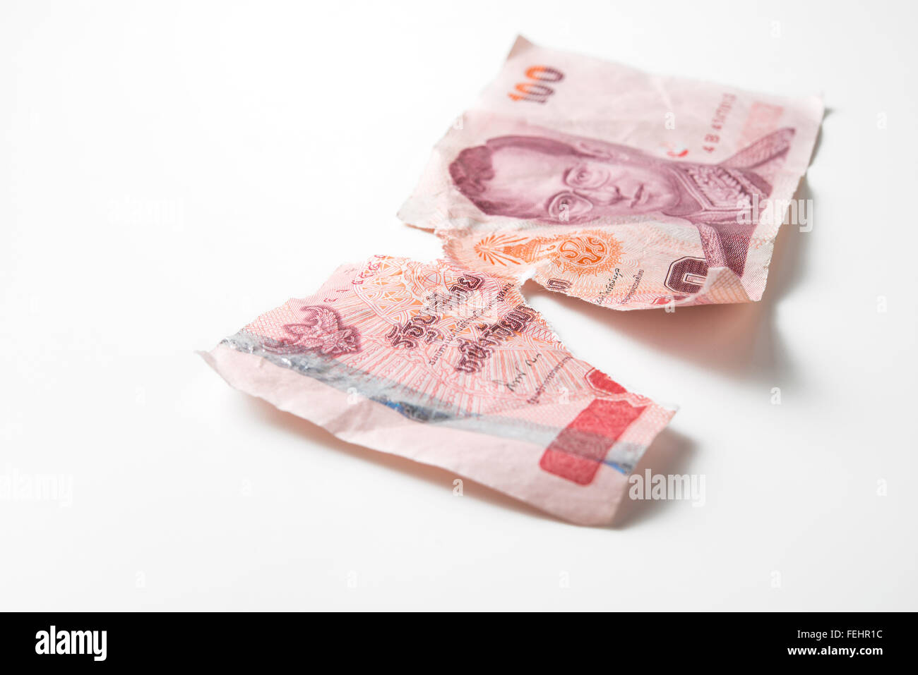Torn Thai Baht Banknote Stock Photo - Alamy