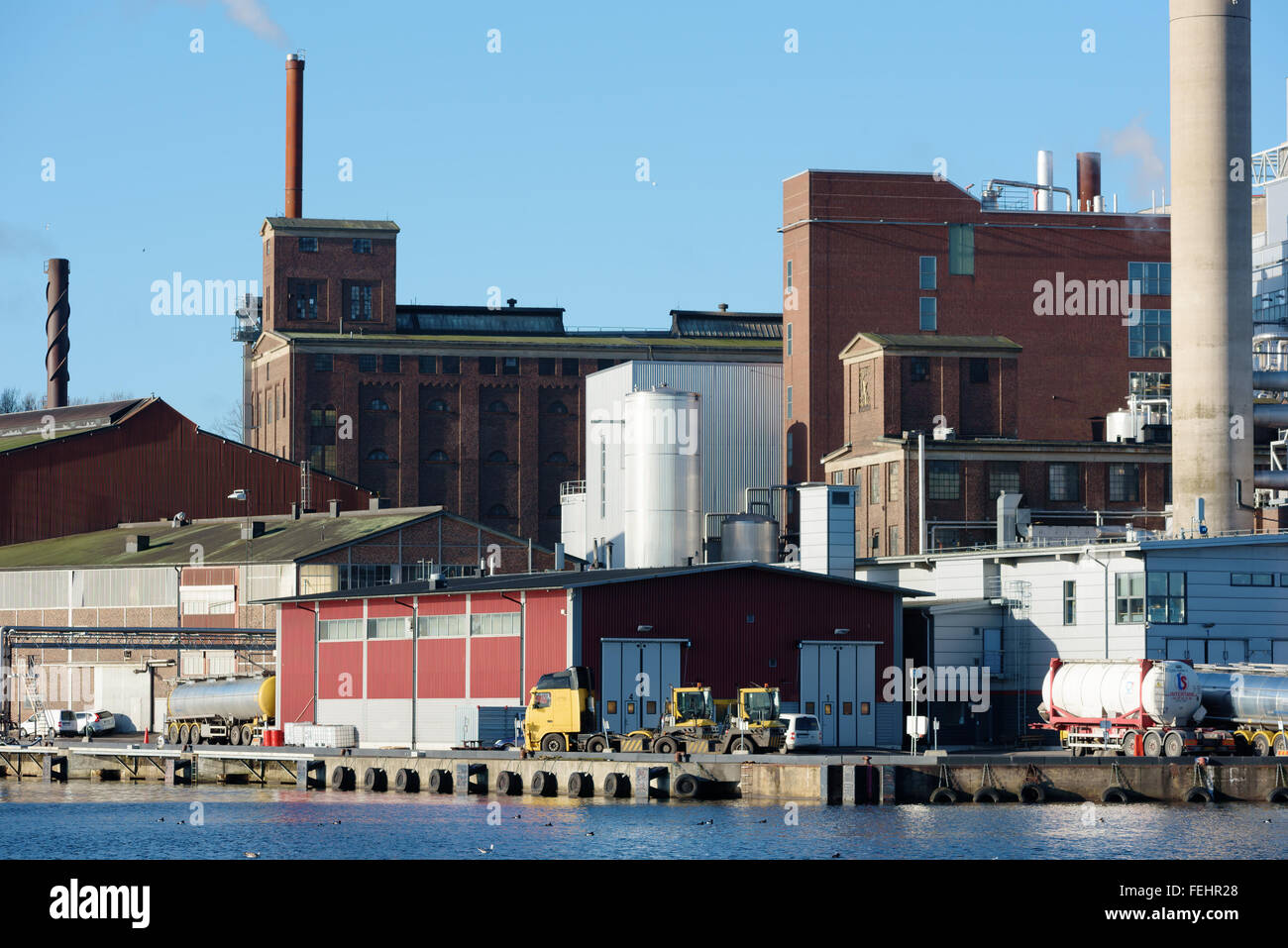 Karlshamn, Sweden - February 04, 2016: An industrial area in the harbor ...