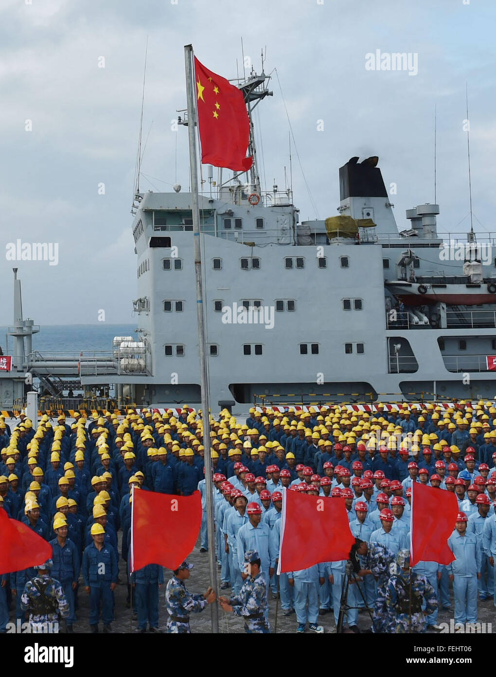 Sansha. 8th Feb, 2016. A national flag-raising ceremony is held on ...